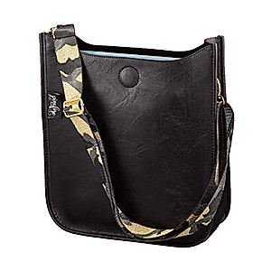 Pinafore Vegan Leather Crossbody Fashion Shoulder Bag | Soft, Magnetic Closure Handbag Purse for Women with Adjustable & Removable Guitar Strap, Black