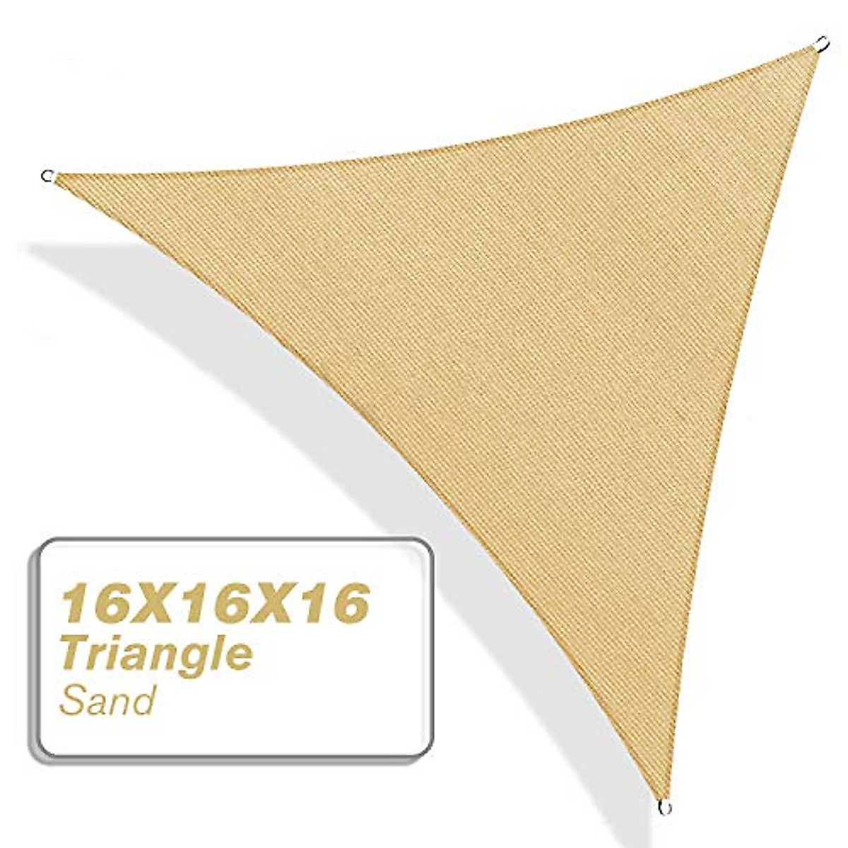 BELLE DURA 16'X16'X16' Triangle Sand Sun Patio Shade Sail Canopy Use for Patio Backyard Lawn Garden Outdoor Awning Shade Cover-185 GSM-Block 98% of UV Radiation-5Years Warranty