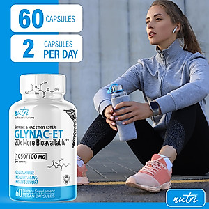 GlyNAC-ET NAC Supplement N-Acetyl Cysteine Ethyl Ester - 20x More Bioavailable Than GlyNAC - Glycine & N-acetylcysteine Ethyl Ester Anti Aging Supplement, Boost Glutathione (60 Capsules)