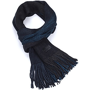 Marino Avenue Mens Scarf, Knit Striped Scarf, Long Winter Mens Scarves In An Elegant Gift Box - Azure Ash - One Size