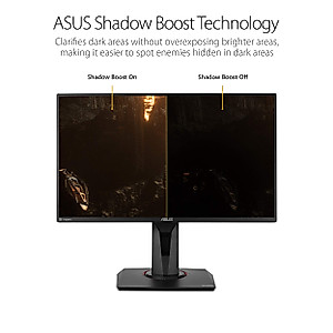 ASUS TUF Gaming 25" 1080P Monitor (VG259Q) - Full HD, IPS, 144Hz, 1ms, Extreme Low Motion Blur, Speaker, Adaptive-Sync, G-SYNC Compatible, VESA Mountable, DisplayPort, HDMI, Height Tilt Adjustable