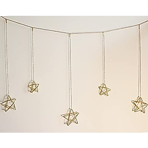 Newwe 5 Stars Kit Hanging Air Plant Holder Wall Gold Airplant Rack with Chains Home Wall Decor Boho Room Decoration Christmas Ornaments