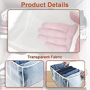 Wardrobe Clothes Organizer, 2 PCS Large Clothes Organizer for Folded Clothes, 17.5 in-7 Grid Drawer Organizers for Clothing, suitable for Hoodies/sweaters/jeans/towel