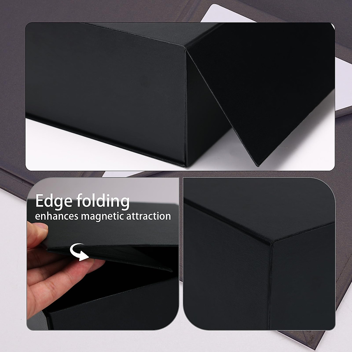 Ditwis 8x8x4 Inches Gift Box with Magnetic Closure Lid, Black Magnetic Boxes for Wedding, Groomsmen Bridesmaid Proposal, Birthdays, Mother's Day, 1 Pack