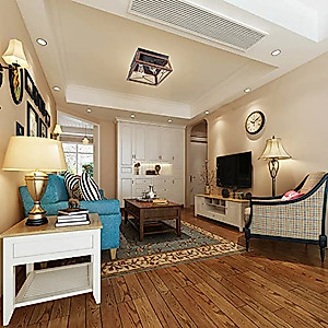 GRUENLICH Semi Flush Mount Ceiling Light Fixture, 2-Light E26 Medium Base, Metal Housing, ETL Rated, Bulbs NOT Included, Square-Wood