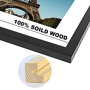 HOMESEVEN 20x24 Frame, 20x24 Picture Frame Matted to 16x20, Solid Wood Poster Frame-Horizontal and Vertical Wall Hanging for Home, Exhibition, Caffe(Black)