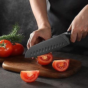 TANSUNG Santoku Knife Ultra Sharp Chef Kitchen Knife Cutting Cooking Knife with Durable Stainless Steel Nonstick Blade Ergonomic Handle for Home Gourmet Restaurant Cooker Gift
