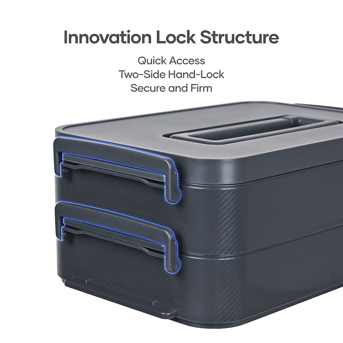 Brehvoe 2 Layer Storage Box With Lid, Opaque Storage Organizer with Handle Portable Tool Box with Latch Stackable for Tool/Art & Crafts Case/Gadgets Supplies, Durable ABS