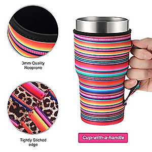 6 Pieces Reusable Coffee Cup Sleeve Neoprene Insulated Sleeves Cup Cover Holders Drinks Sleeve Holder Neoprene Tumbler Sleeves Cold Hot Beverages, 6 Styles (30 oz)