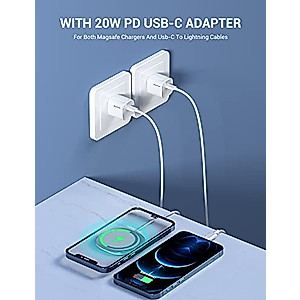 iPhone 14 Magnetic Wireless Charger - Super Fast Mag Charging and 20W USB-C Wall Plug Compatible with iPhone 14 13/13 Pro / 13 Pro Max / 13 Mini/ 12/12 Mini/ 12 Pro/12 Pro Max/AirPods Pro - Silver