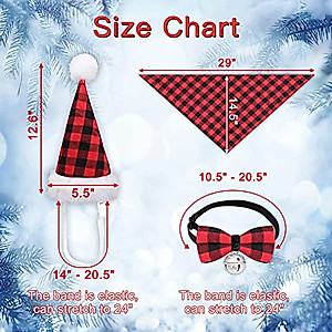 Rypet Christmas Dog Bandana Hat Bow tie Set Classic Plaid Christmas Hat with Scarf Dog Christmas Costume Accessories for Small Medium Large Dogs Cats