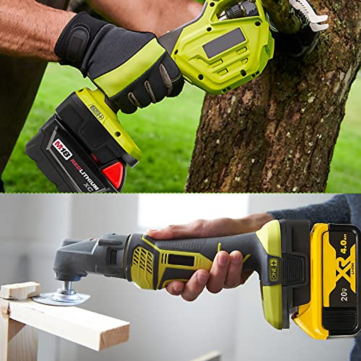 ZLWAWAOL DM18RL Battery Adapter Converter with USB Socket Compatible for Dewalt 20V & Milwaukee 18V Li-Ion Battery Convert to Ryobi 18V P108 ABP1801 Battery