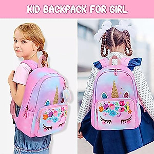 Unineovo Unicorn Backpack for Girls, Kids Preschool Kindergarten Backpacks,Cute Toddler Bookbag, School Bag for Elementary Back to School with Love Decoration