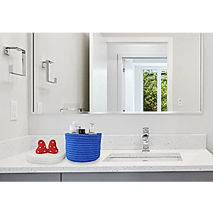 Cotton Rope Storage Basket with Lid Pack of 3 for Organizing Girl's Dream Princess Basket (Blue and White)