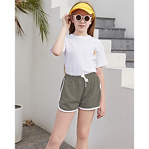 BOOPH 3Pc Girls Athletic Shorts Active Running Dolphin Short 10-12 Year Gray Black Pink