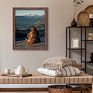 Calenzana 16x20 Poster Picture Frames Rustic Distressed Photo Frame 16 x 20 Set, Wall Hanging, 2 Pack, Brown