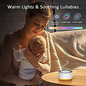 Fitniv White Noise Machine, Sound Machine with 30 High Fidelity Soundtracks, Adjustable 7 Color Night Lights, Full Touch Metal Grille, Timer & Memory Features, Plug in, Sleep Machine for Baby Adults
