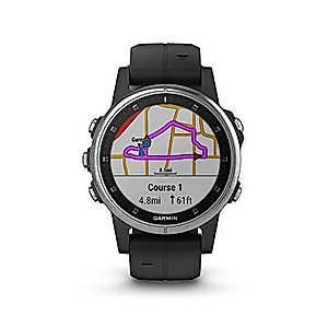 Garmin fēnix 5 Plus, Premium Multisport GPS Smartwatch, features Color Topo Maps, Heart Rate Monitoring, Music and Pay, Black/Silver (Renewed)
