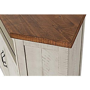 Martin Svensson Home Rustic Solid Wood Corner TV Stand, Antique White and Honey Tobacco