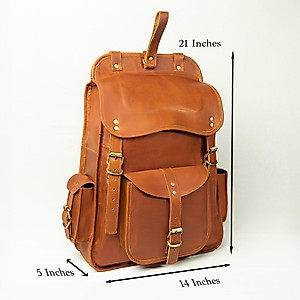 Satchel And Fable Handmade Brown Vintage Genuine Leather Shoulder Men Backpack Laptop Rucksack Bag (Large, Brown)