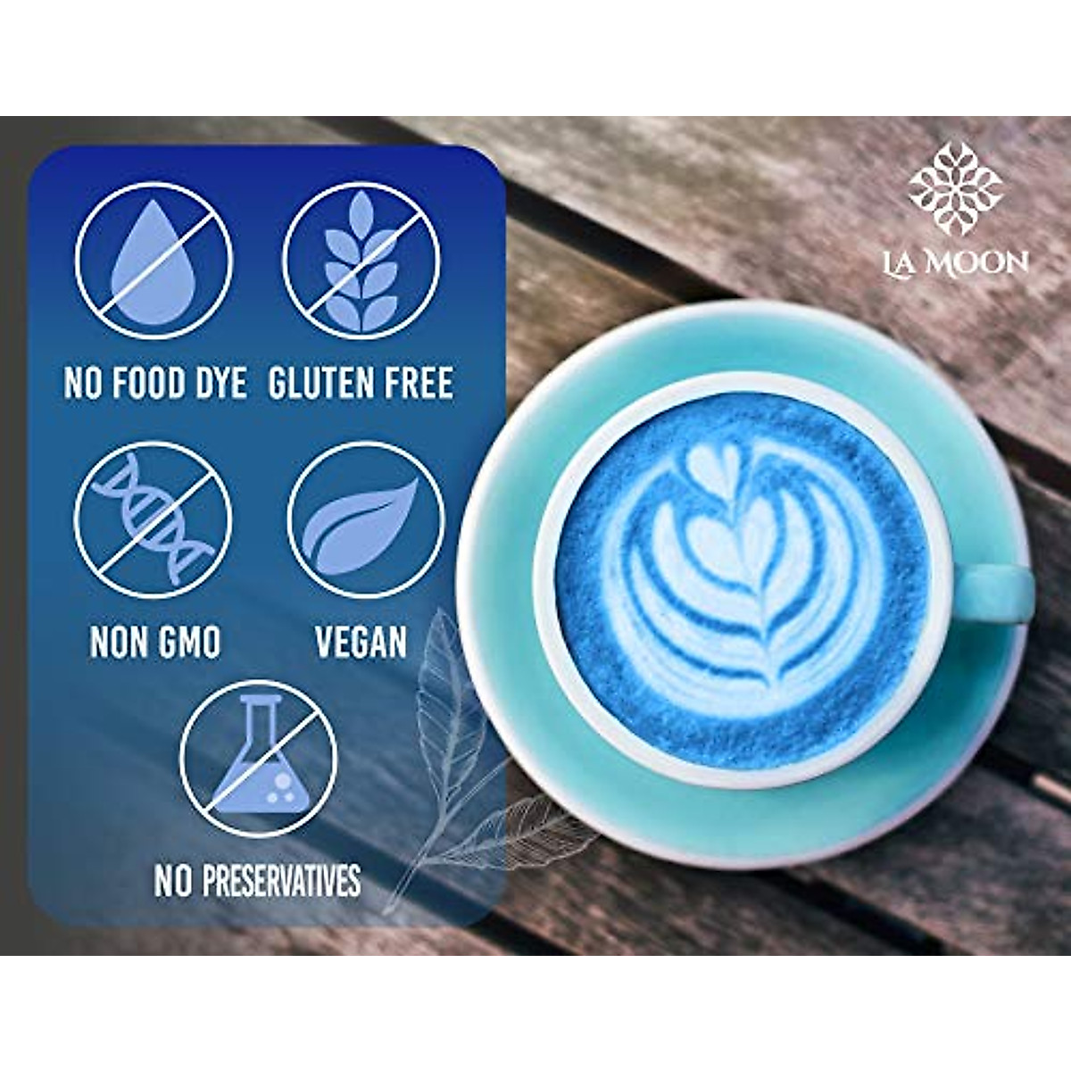 LA MOON TEA Blue Thai Tea Mix - Traditional Loose Leaf from Butterfly Pea Flower and Assam Black for Home-made Iced Tea, Boba & Latte No Food Dye, 7.05 Oz.