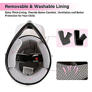 TCMT DOT Certified Youth Pink Butterfly Dirt Bike ATV Offroad Street Motorcycle Motocross Helmet Goggles Gloves (L)