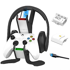 Controller Charger for Xbox Series X S - Wireless Controller Charging, Charger with 2 Pack Rechargeable Battery by DOYO(Black)