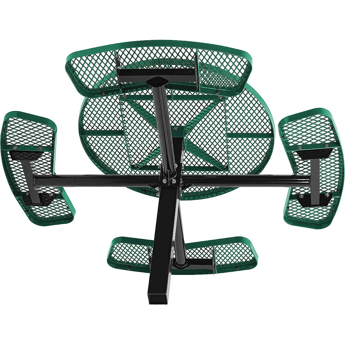 Global Industrial 46" Round Picnic Table, In-Ground Mount, Green