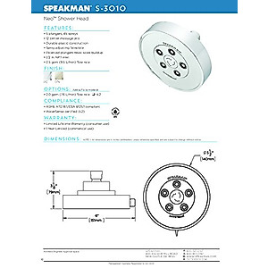 Speakman S-3010 Neo Anystream High Pressure Adjustable 2.5 GPM Shower Head, Polished Chrome