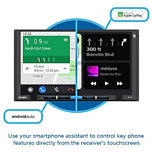 JENSEN J1CA7 7-inch Touch Screen Double DIN Car Stereo Media Receiver | Apple CarPlay Android Auto | Bluetooth Hands Free Calling & Music Streaming | Backup Camera Input | USB Playback & Charging