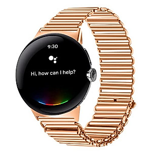 Aottom Metal Band Compatible with Google Pixel Watch Band Stainless Steel Metal Waterproof Strap, Adjustable Bracelet Replacement Wristband for Women Men (Gold)