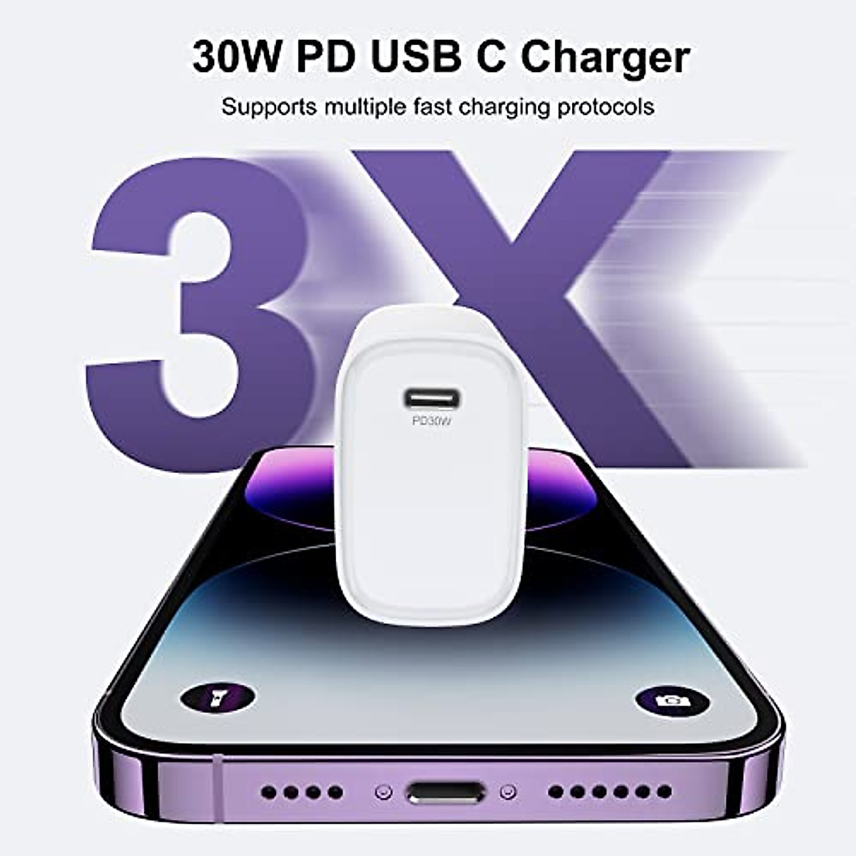 30W USB C Fast Charger, 2-Pack USB-C Power Adapter PD 3.0 GaN Wall Plug for iPhone 14/14 Pro/14 Pro Max/14 Plus/13 Pro/13 Pro Max, Galaxy, iPad Pro Mini, MacBook Air, Samsung Galaxy S22 & More