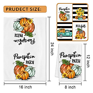 Hexagram Fall Kitchen Towels Set of 4-16x23.5 Inch Thanksgiving Decorative Hand Towels for Kitchen with Pumpkins