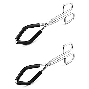 QWORK Beaker Tongs, 2 Pack, Chrome-Plated Iron, Rubber Coated Ends, for 50mL - 2000mL Capacity Beaker