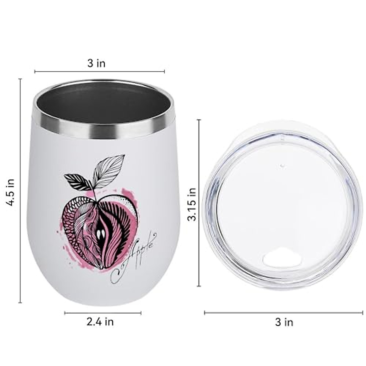 silichee 20 Oz Stainless Steel Wine Tumbler with Lid on Watercolor Applestyle Zentangle Insulated Tumblers Vacuum Coffee Mugs for Hot and Cold Drinks,Coffee,Wine