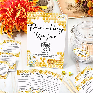 Roowest Baby Shower Games Prizes Advice Baby Shower to Baby Parenting Tip Jar Sign for New Parents 60 Parenting Advice Cards 10 HB Pencils 2 Cute Stickers 1 PET Bottle for New Parents Guests (Honey)