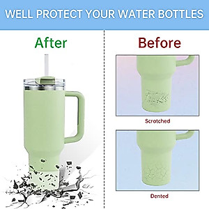 Turmaster 1Pcs Silicone Boot for Stanley 40 oz Quencher Tumbler, Silicone Cups Sleeve for Stanley IceFlow 20oz 30oz, Stanley Cup Accessories, Protective Cover for Water Bottle Bottom(Clear)