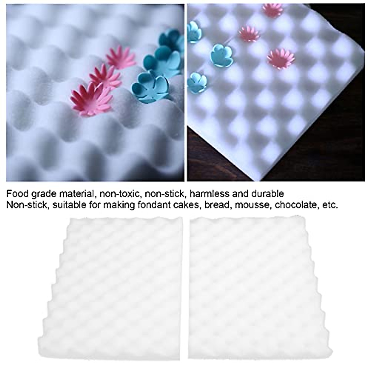 Hztyyier 2Pcs Flower Sponge Tools Waved Shape Fondant Dry Flowers Mat Pad for Cake Candy Decor Cooking Decorations