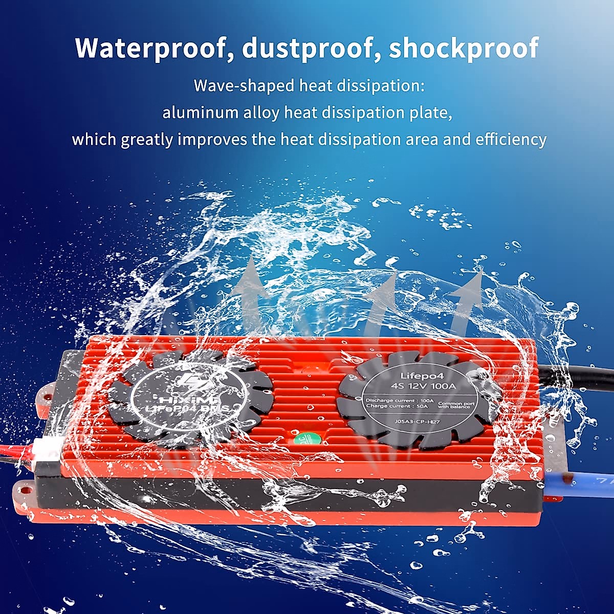 HiXiMi LiFePO4 BMS 16S 48V 200A Lithium Iron Phosphate Battery Management System with Cooling Fan and Balance Leads Wires for DIY LiFePO4 3.2V Battery Cells