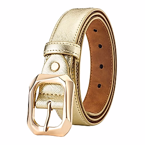 RMMVJJ Womens Gold Belts Dresses Jeans Pants Leather Belt Bling Glitter Sparkly Western Belt Modern Golf Belts Gold3 M