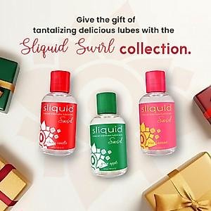 Sliquid Swirl Flavored Lube Variety Pack - Cherry Vanilla, Green Apple Tart, and Pink Lemonade Water-Based Lube, Gift Ideas for Women/Men/Couples, Flavored Lubricant, 4.2 Oz Ea (3 Piece Set)