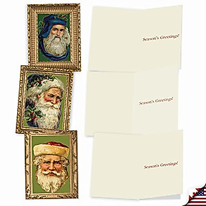 The Best Card Company Variety Pack of 10 Christmas Greeting Cards with Envelopes, Humor Holiday Assortment for Kids - Picture-Perfect Santas M1746XS