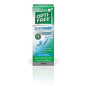 Opti-Free Puremoist Multi-Purpose Disinfecting Solution with Lens Case, 10-Ounces, 10 FL Oz (Pack of 1)