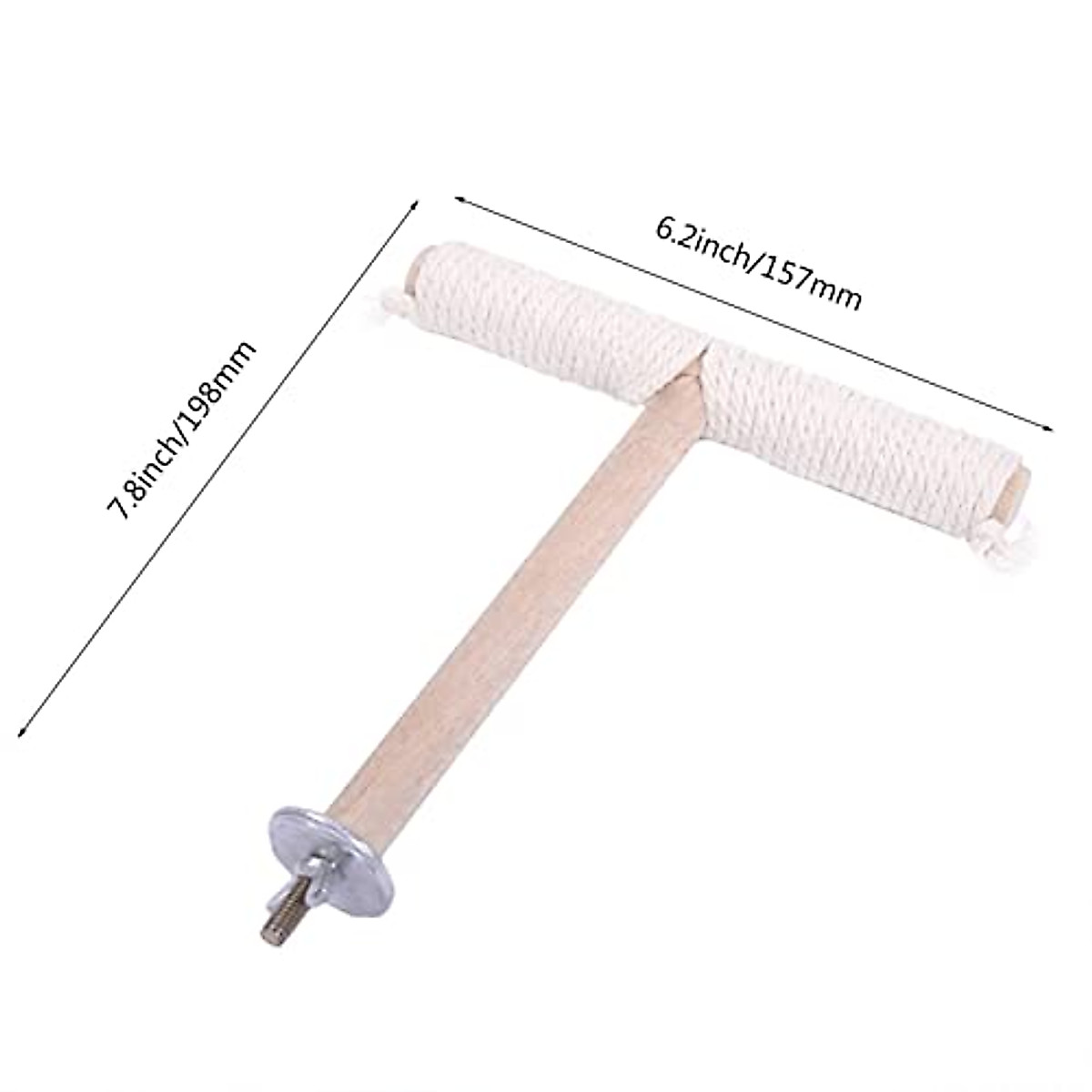 Dft Bird Toys, Natural Wood Bird Perch Stand T-Shaped Bar with Cotton Rope Cage Grinding Toy for Cockatiels Conures Budgies Love Birds