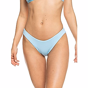 Roxy womens Classics Solid Beach Classics Regular High Leg Bikini Bottom, Cool Blue, Medium US