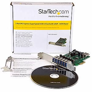 StarTech.com 7 Port PCI Express USB 3.0 Card - 5Gbps - Standard & Low-Profile - SATA Power - UASP Support - 1 Internal & 6 External USB 3.0 Ports , TAA (PEXUSB3S7)