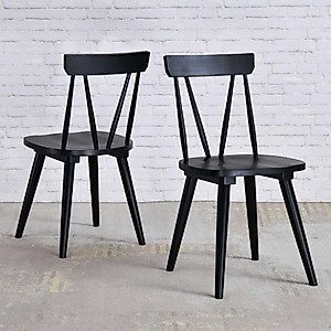 DUHOME Black Dining Chairs Set of 2,Wood Kitchen Chairs for Dining Room,Farmhouse,Rubberwood