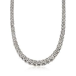 Ross-Simons Sterling Silver Graduated Wheat-Link Necklace. 18 inches