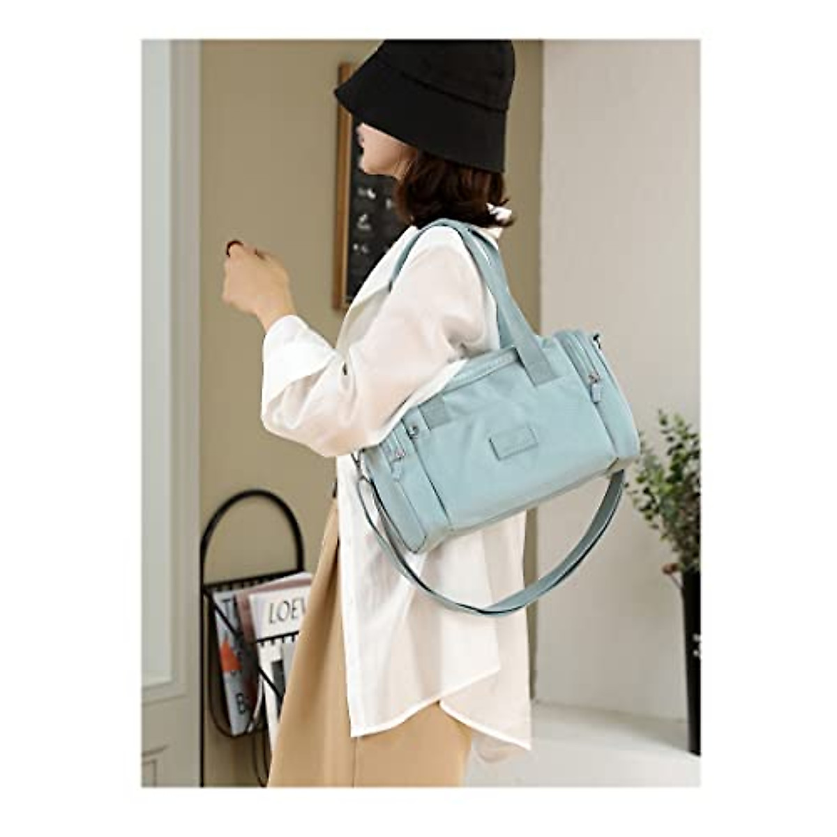 Women's Crossbody Satchel Bag Canvas Tote Bag Small Satchel Bag Round Nylon Purse Shoulder Bag Hobo Bag Chic