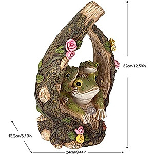 Garden Statue, Room Decor,Three Frogs Outdoor Decor, Solar Garden Sculpture Light with 7 LEDs for Patio, Lawn, Yard and Gardening Gifts